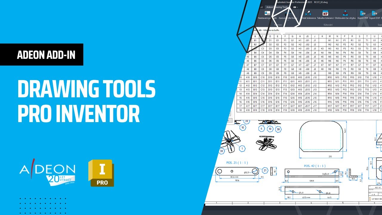 Adeon aplikace pro Inventor - Drawing Tools - YouTube