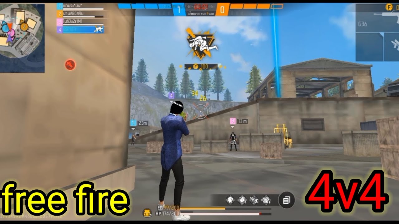 free fire 4v4 ฟีฟาย - YouTube