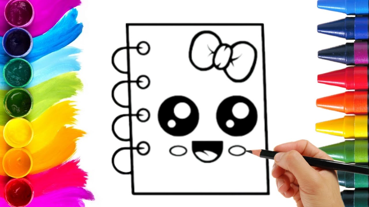 drawing a cute notebook : how to draw a cute notebook : step by step ...