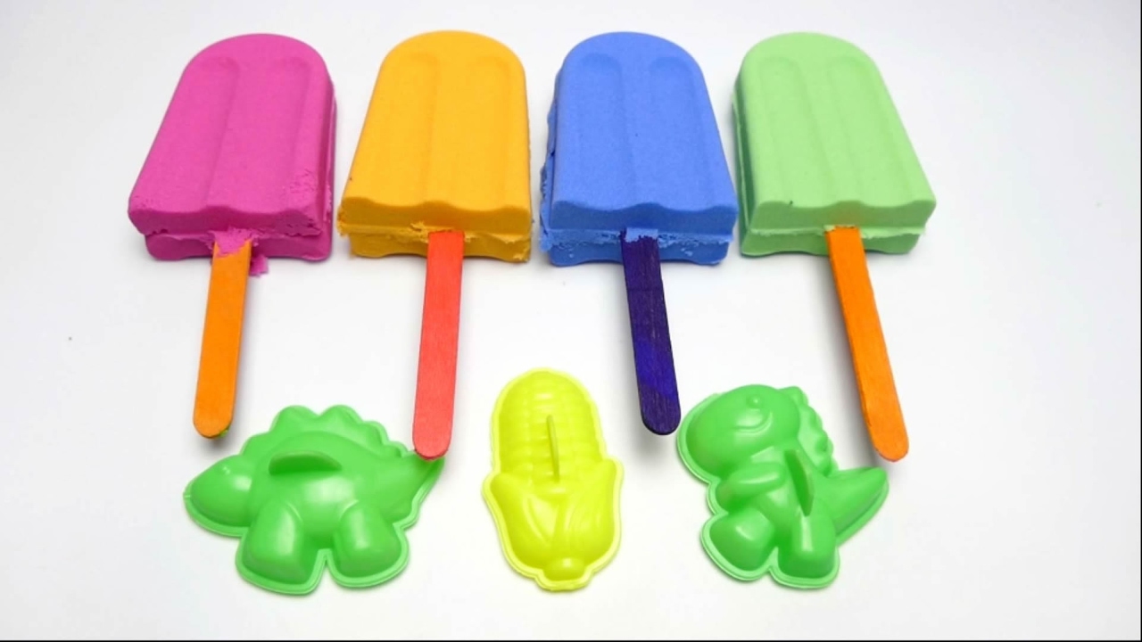 Learn Color with Kinetic Sand Ice Cream Pops - YouTube