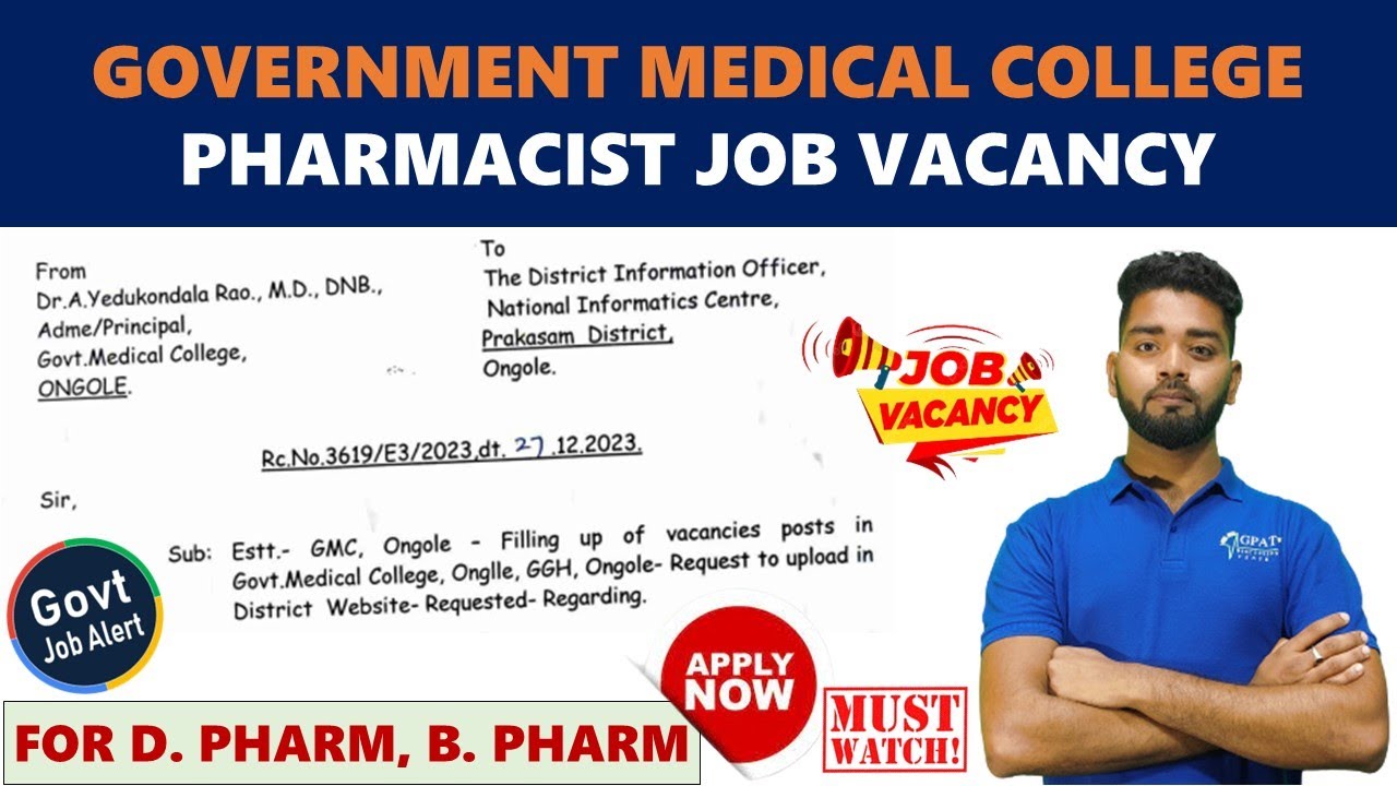 New Pharmacist Job || Govt. Medical College. || 09 Posts || Apply Now # ...