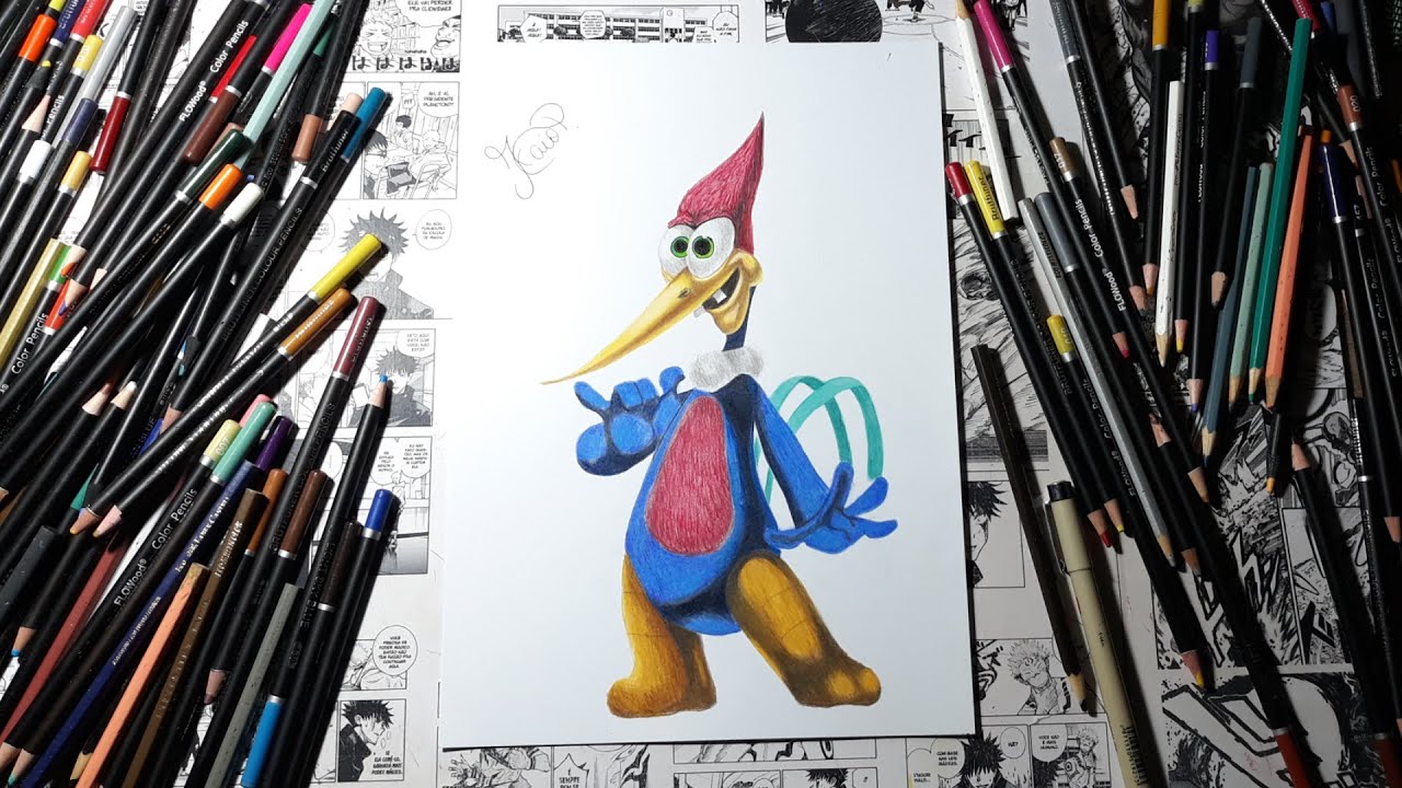 Drawing Pica Pau of Woody Woodpecker | Kaio Drawart - YouTube