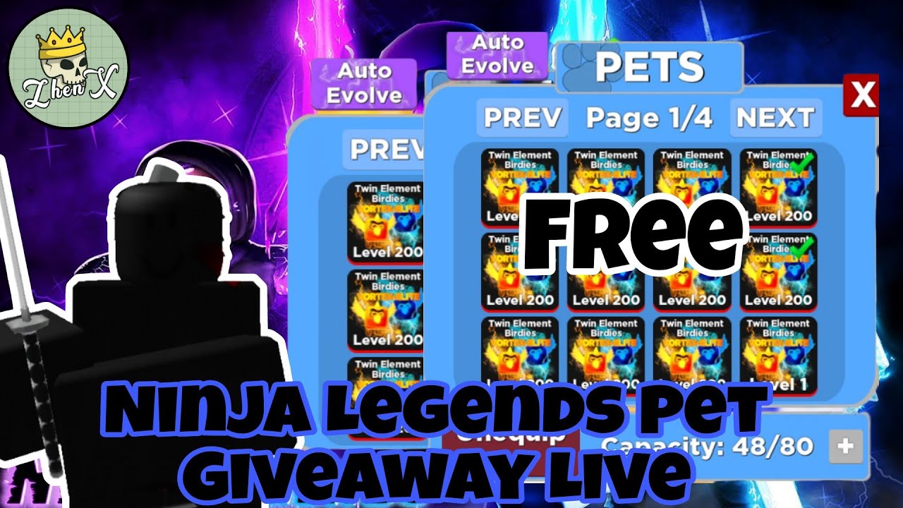 Roblox Ninja Legends Live Pet Giveaway! | Free OP Twin Elemental Birdes ...