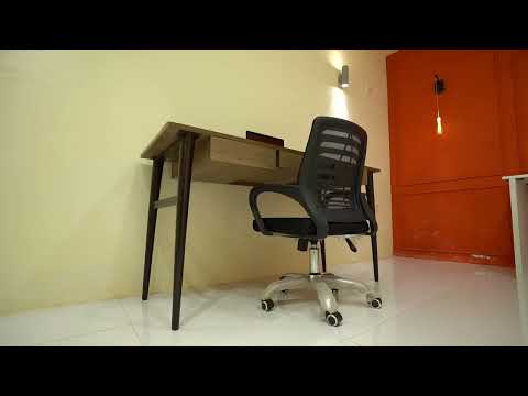 Shah Office Table in Melamine with Pure Wooden Legs