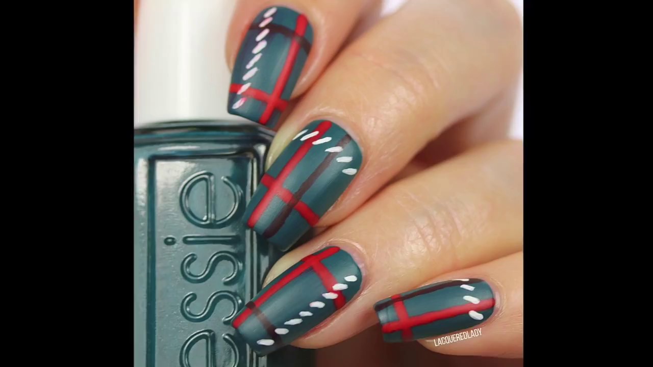 Fall Plaid Nails | Essie Polish Nail Tutorial - YouTube