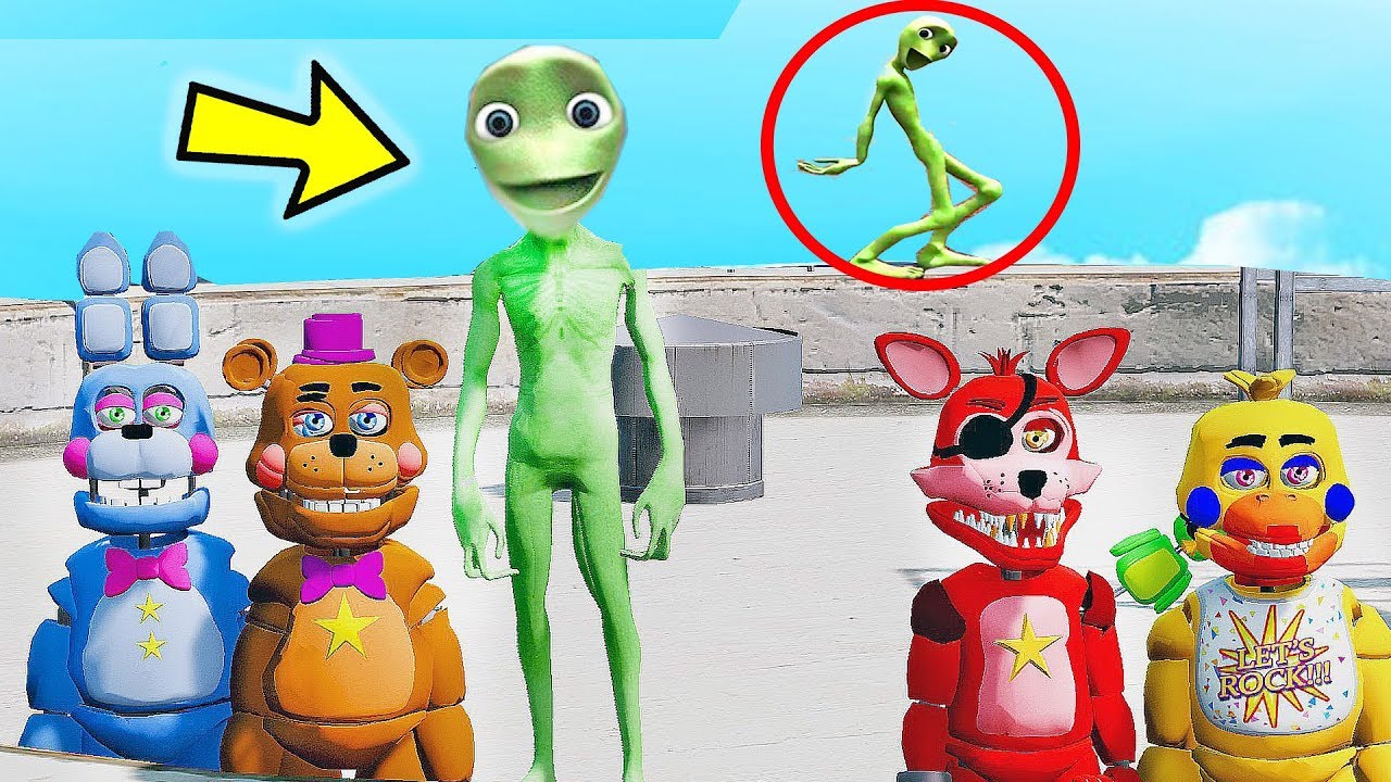 FNAF 6 Animatronics Vs Alien (DAME TU COSITA) | GTA V Five Nights at ...
