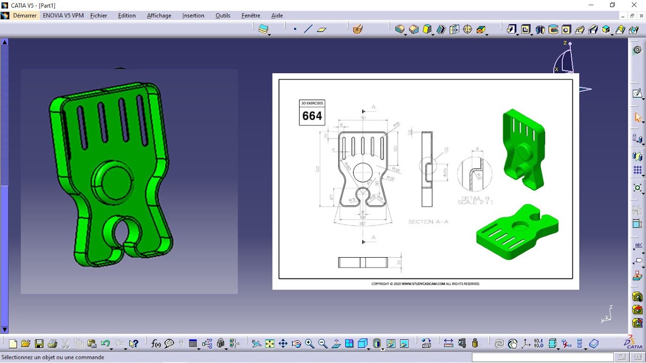 Catia Tutorial Exercise 27 " Surface " - YouTube