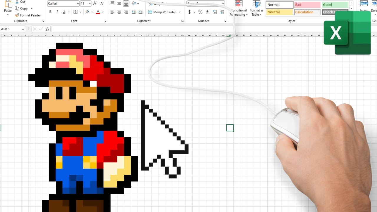 Drawing Mario in Excel - Timelapse - YouTube