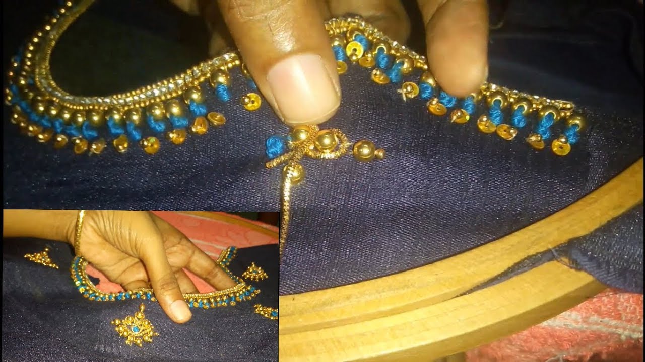 Aari work in normal needle stitch - YouTube