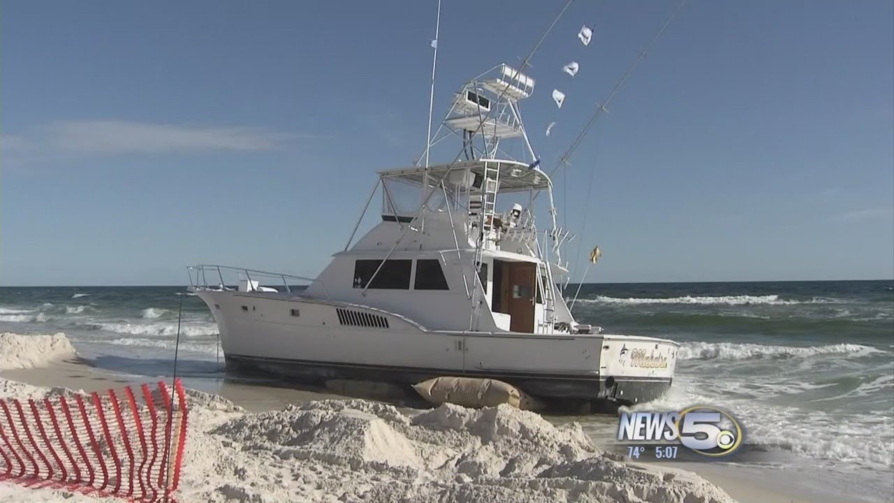 Fishing Boat Still Stranded in Orange Beach Days After Washing Ashore ...