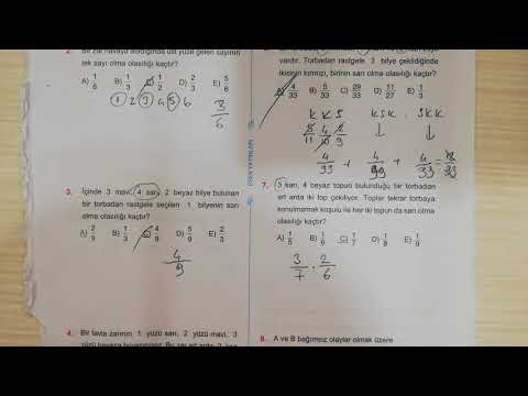 Veri-Sayma ve Olasılık Test 11 Esen TYT Matematik Mavi Seri Açıklamalı Çözümleri