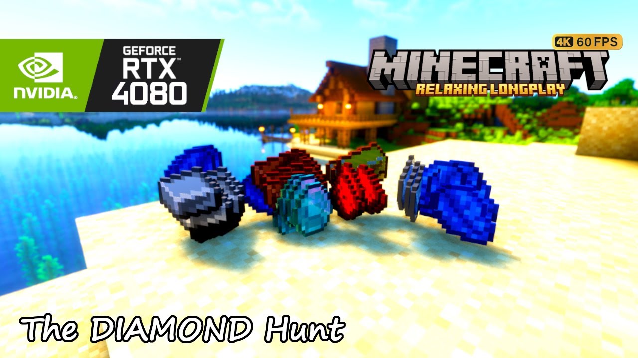 [4K 60fps] ASMR Minecraft Relaxing Longplay | The DIAMOND Hunt! (No ...