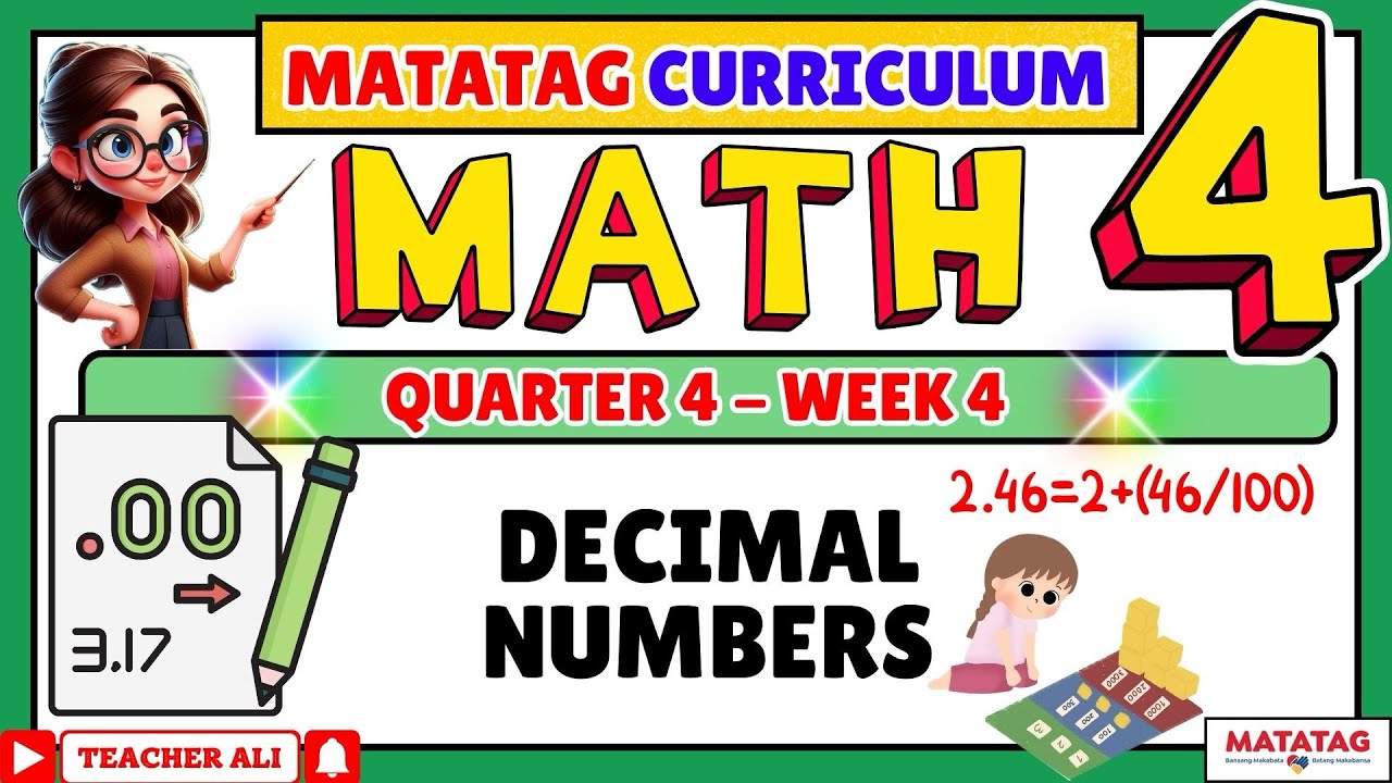 GRADE 4 MATH 4 QUARTER 4 WEEK 4 MATATAG - DECIMAL NUMBERS - YouTube