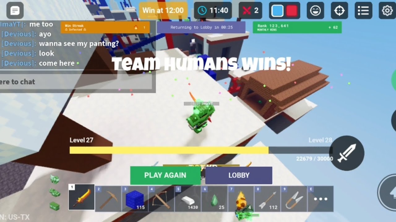 I won as a human in infected! (roblox bedwars) - YouTube