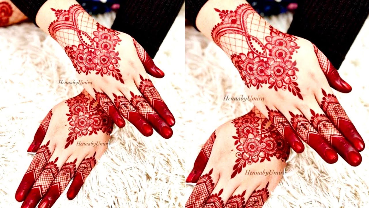 simple and easy floral red mehndi design /bridal red mehndi design/anu ...