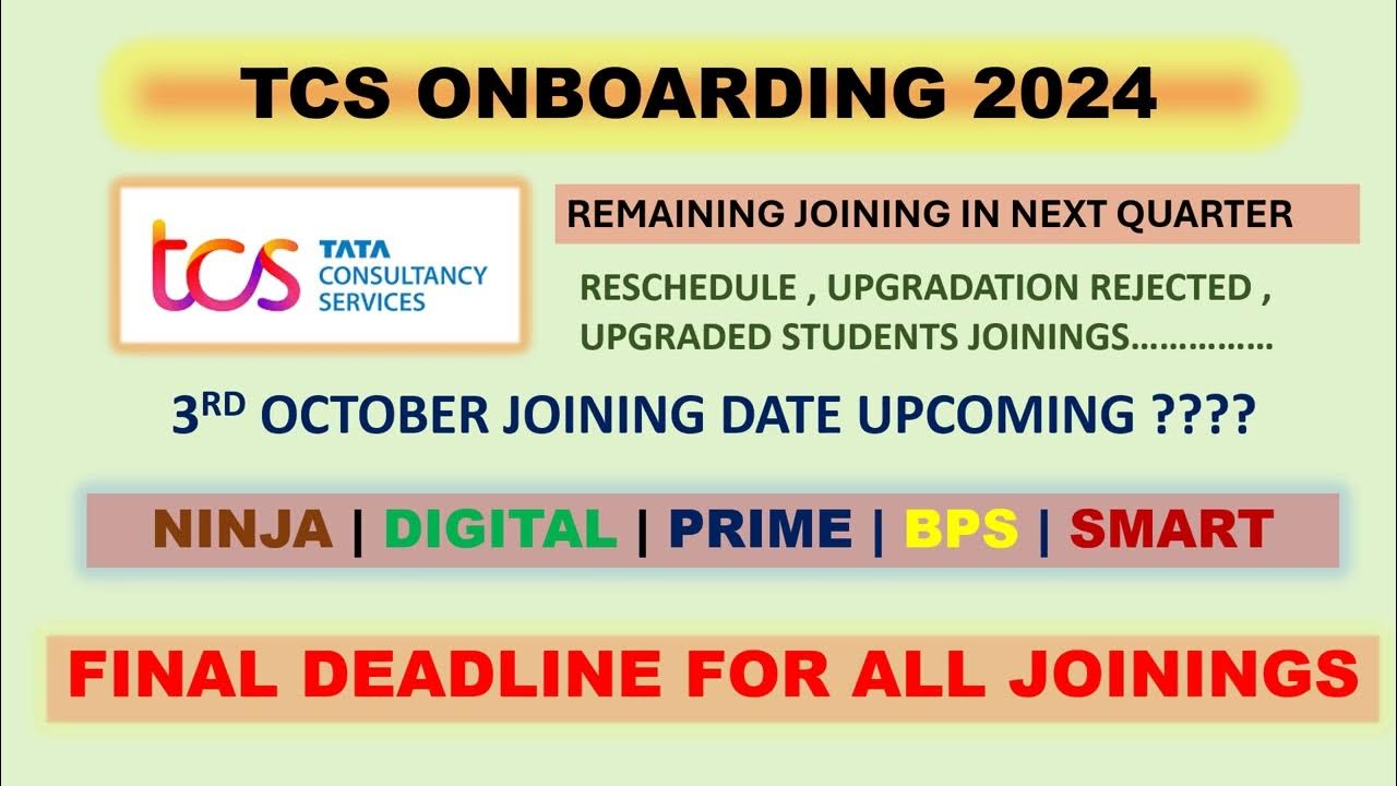 TCS JOINING UPDATE 2024 || TCS || 6 || NINJA || DIGITAL || PRIME || BPS || SMART - YouTube