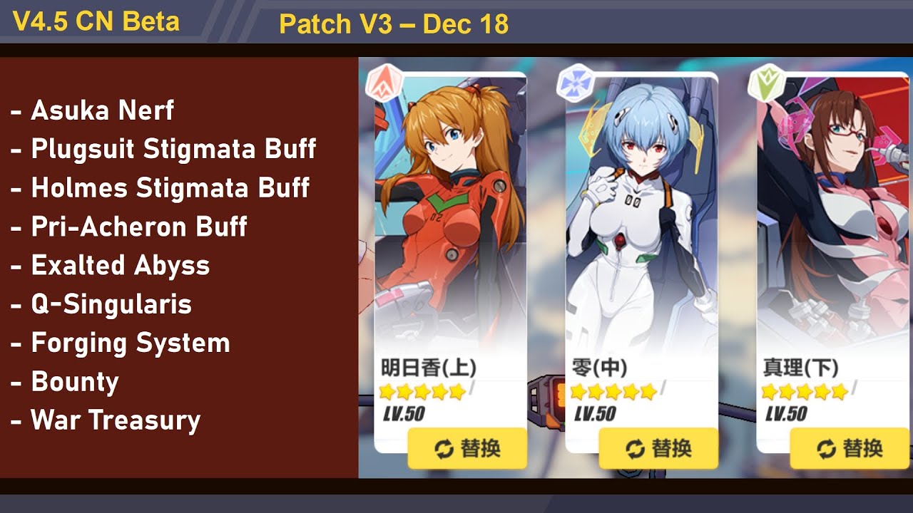 V4.5 Beta Patch V3 - Asuka, Pri-Arm Acheron, Bounty, War Treasury ...