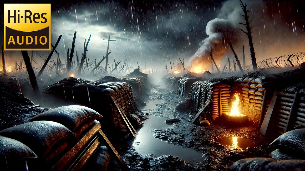 WW1 Distant Battle, World War I Battlefield Ambience: Artillery Bomb ...