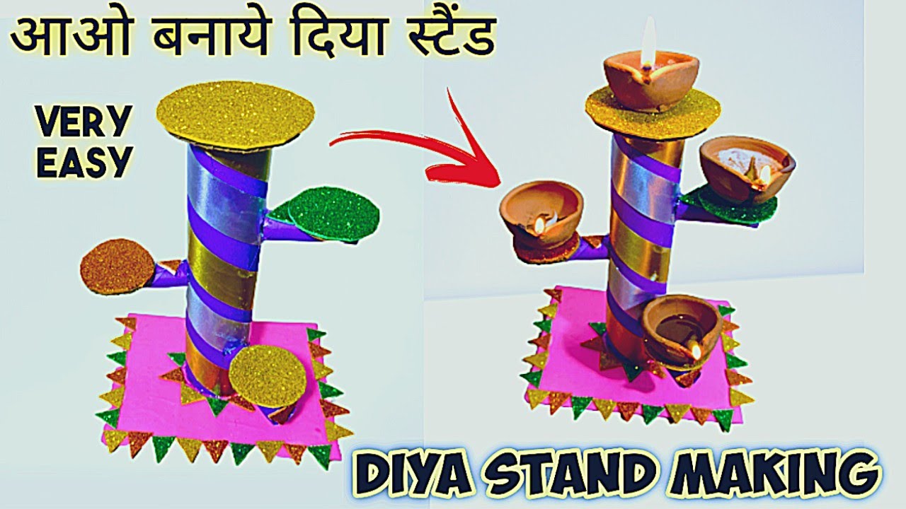 How To Make Diya Stand for Diwali / Diwali Diya Stand Making at Home ...