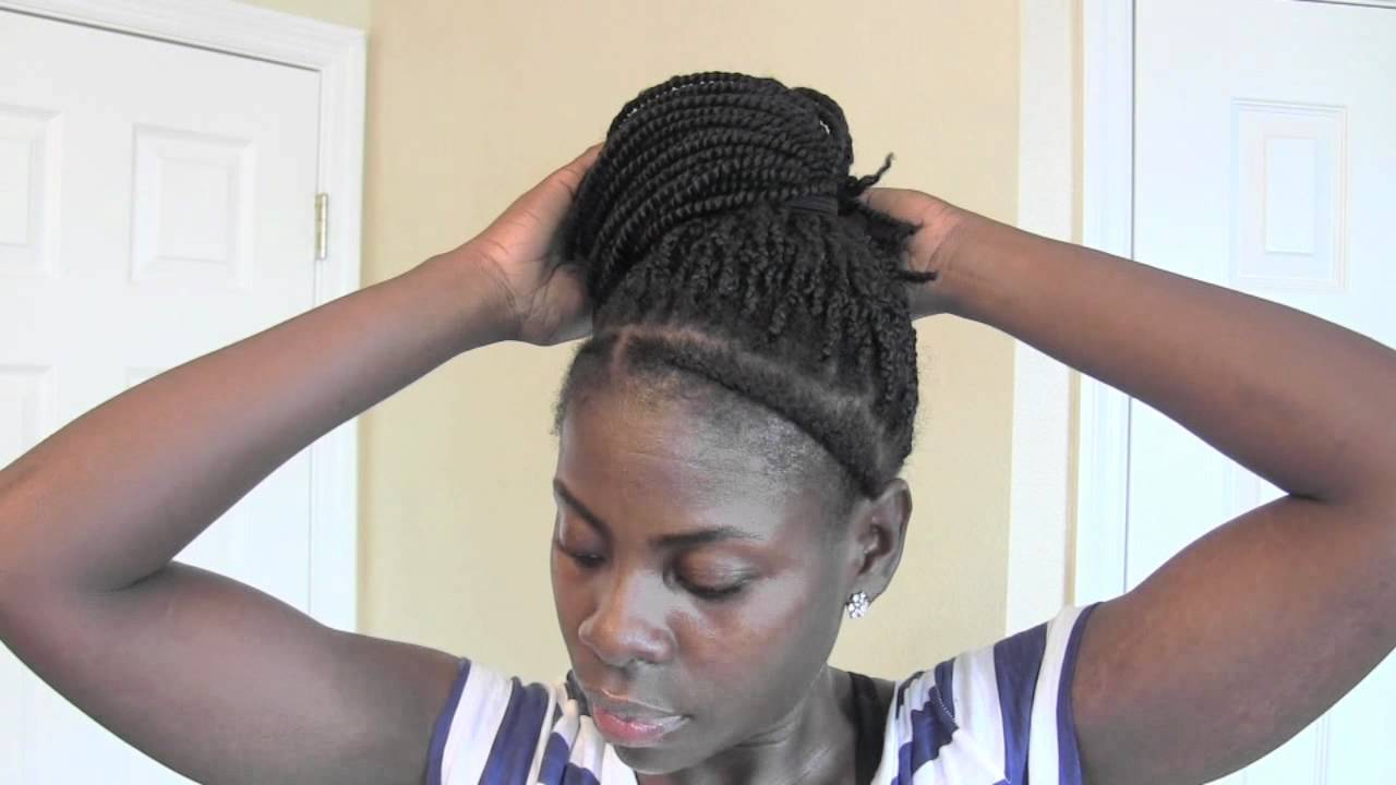 High Bun & Side Bun on Kinky Twist Hair - YouTube