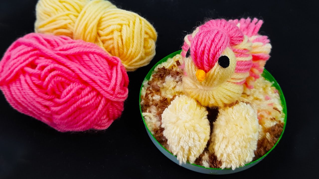 Super Easy Chicken Making Idea with Yarn - DIY Woolen Chick - How to ...