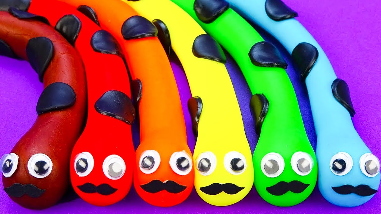 Satisfying Video - How To Make Rainbow Eel with Play Doh Cutting ASMR ...