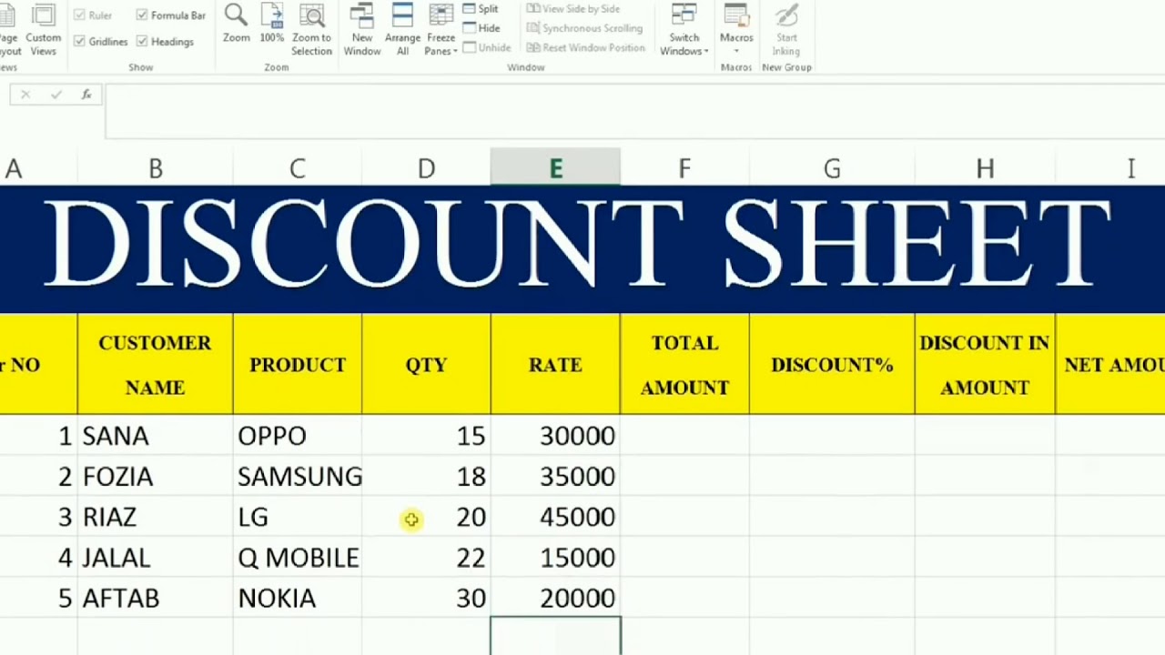 Excel par discount sheet create karna Sikhaya wq - YouTube