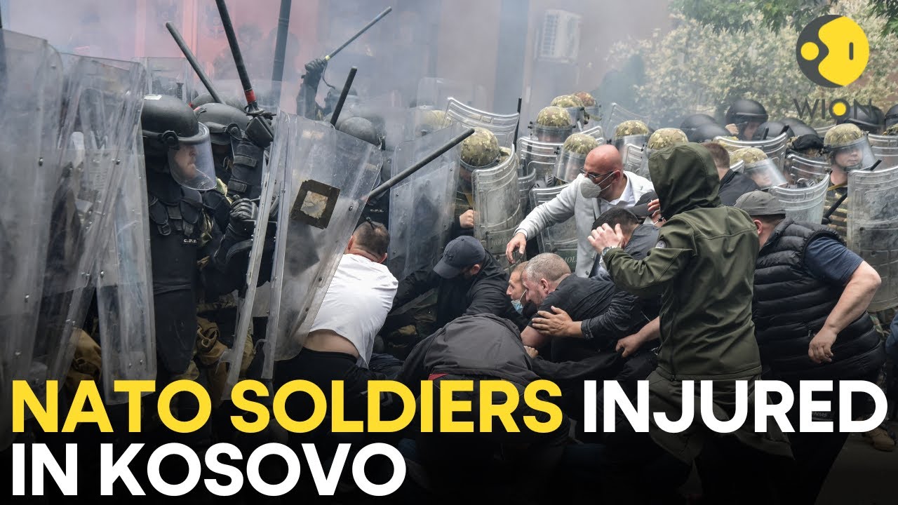 Violent clashes erupt between Serbian protesters & NATO forces in ...