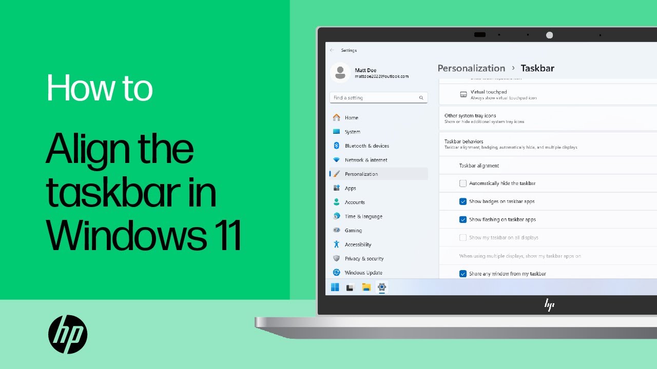How to align the taskbar in Windows 11 | HP Support - YouTube