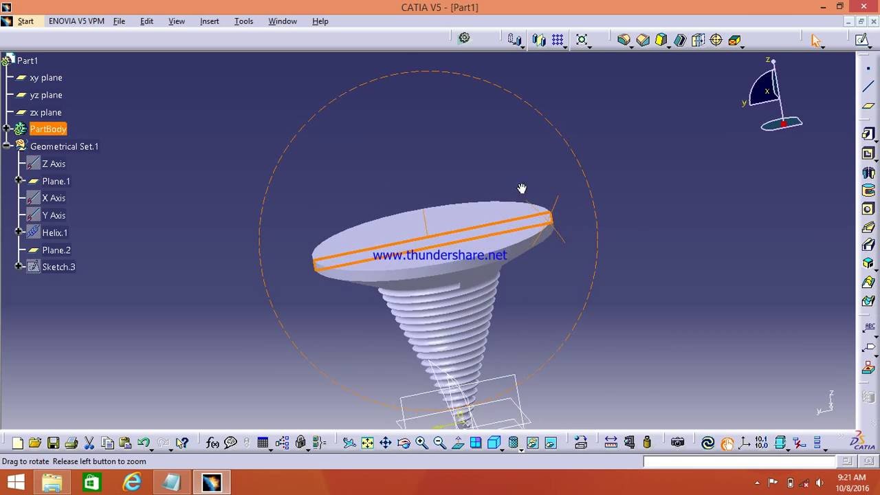 How to design simple Screw in CATIA - YouTube