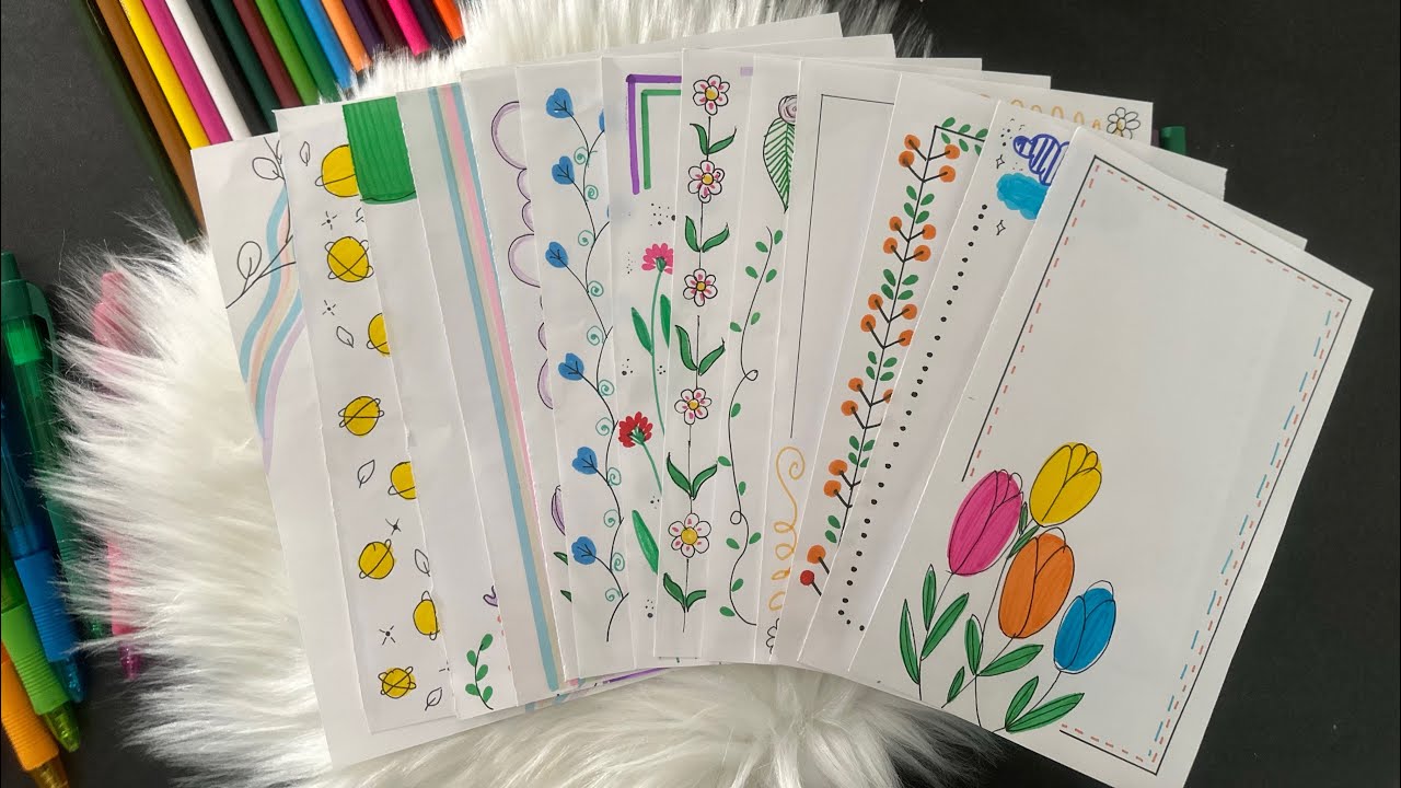 50 BEAUTIFUL FRONT PAGE BORDER DESIGNS #artandcraft #satisfyingvideo ...