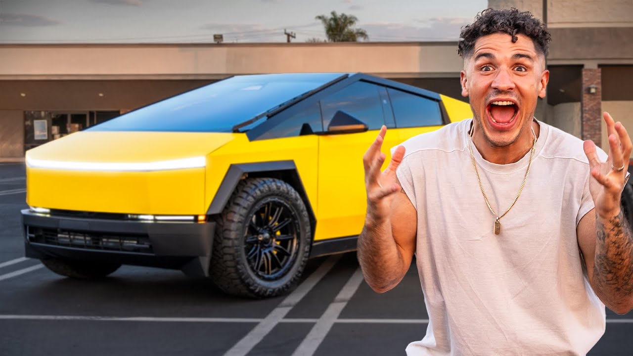 Surprising my Husband with his DREAM CAR!!! (CUSTOM CYBER TRUCK) - YouTube