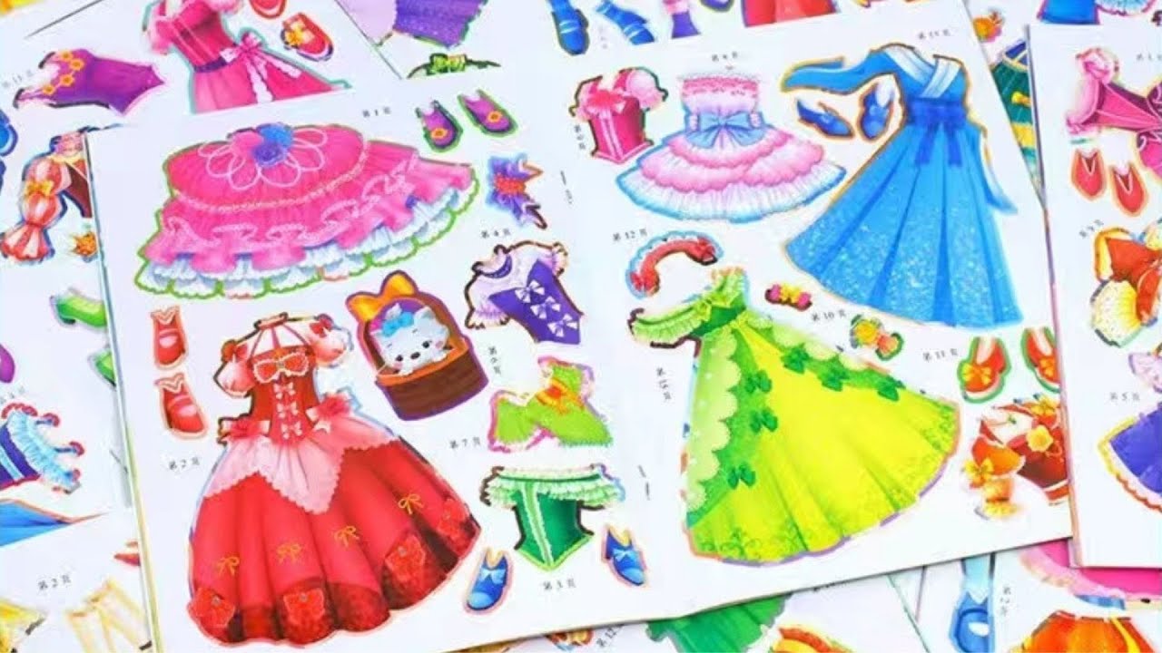 ASMR decorating princess with dress up stickers / DIY princess dress up ...