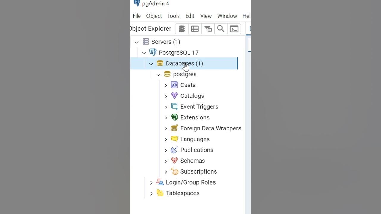 How To Create And Access Postgresql Database Using Pgadmin Best Postgresql Tutorial Shorts