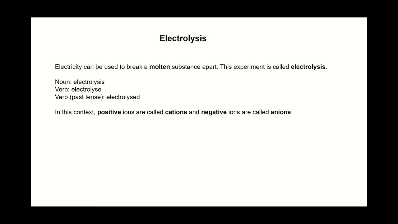 Electrolysis Lesson 2: Electrolysis Basics - YouTube