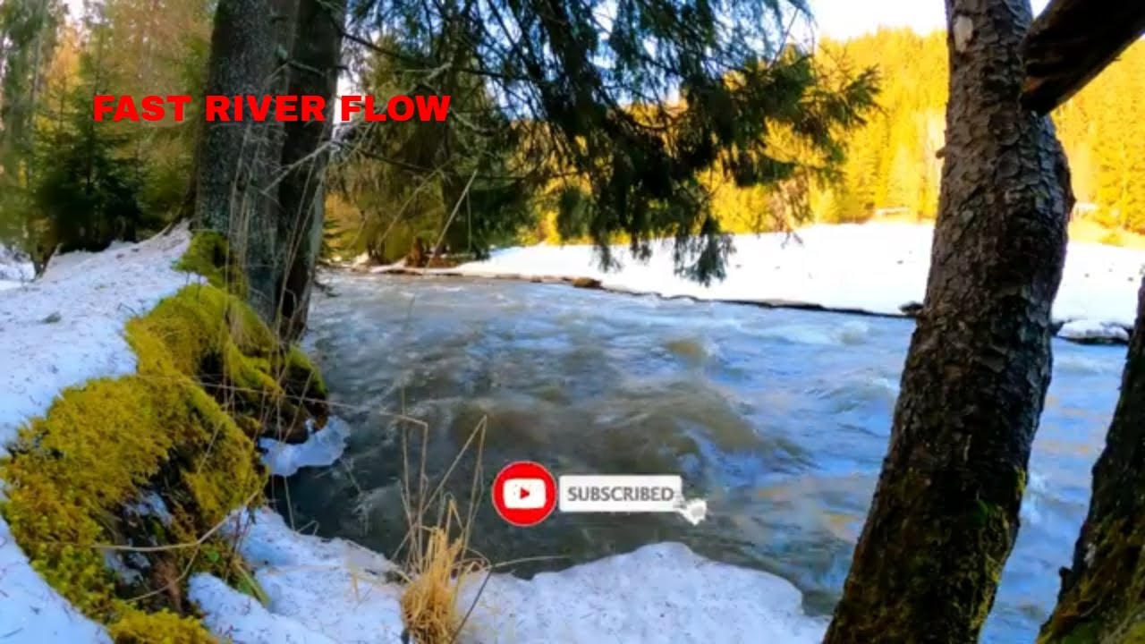 river flows in winter fast moving zentyme - YouTube