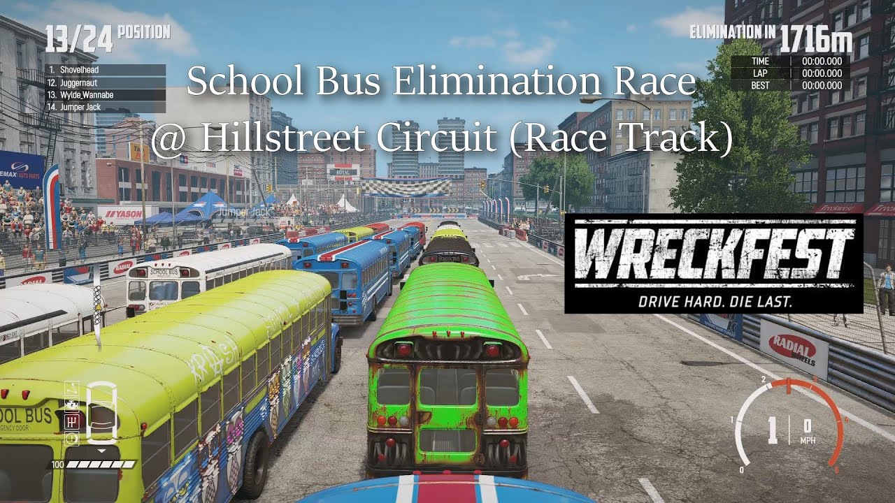 WRECKFEST - School Bus Elimination Race @ Hillstreet Circuit - YouTube