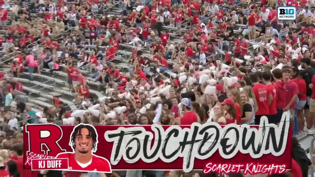 KJ Duff Hauls in His 1st career TD off a Deflection vs Akron | Rutgers ...