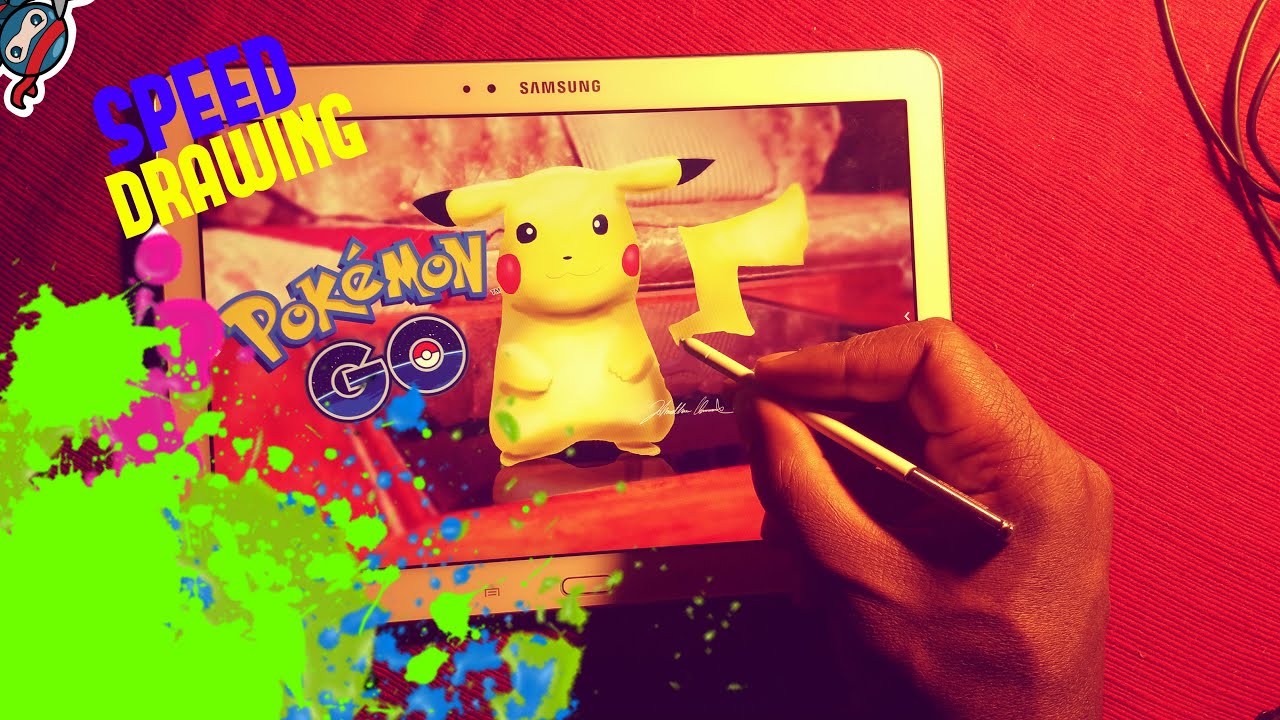 SPEED DRAWING PIKACHU FROM POKEMON GO ON SAMSUNG TABLET! MUST WATCH ...