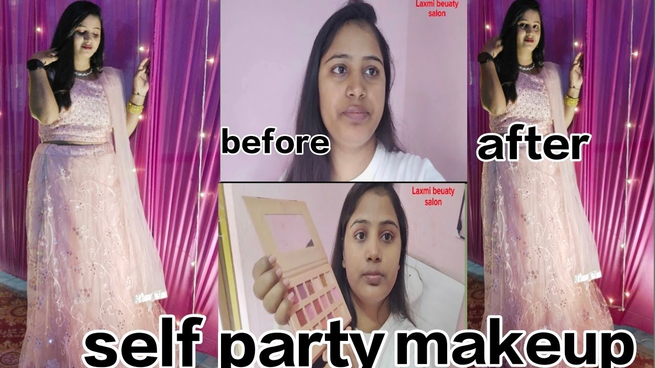 SELF PARTY MAKEUP FOR BEGINNERS || PARTY MAKEUP AT HOME || WINTER GLOWY ...
