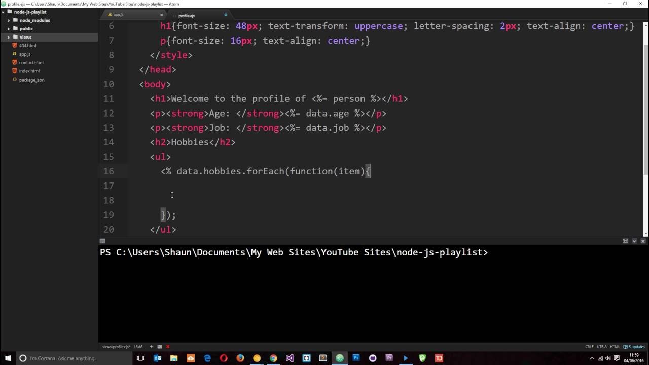 Node JS Tutorial for Beginners #26 - Template Engines ( part 2 ) - YouTube