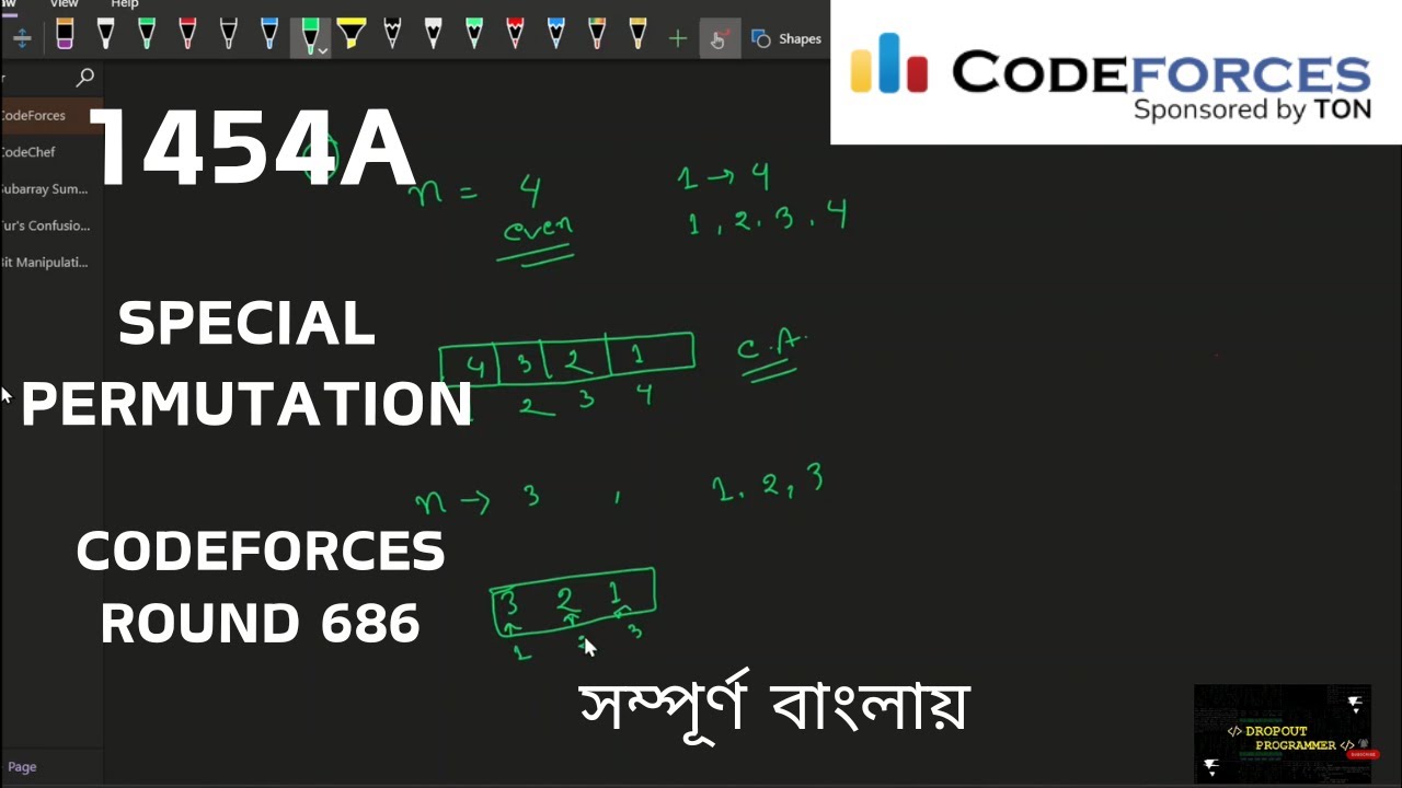 1454a Special Permutation Codeforces Round 686 Div 3 Cf Bangla Beginners