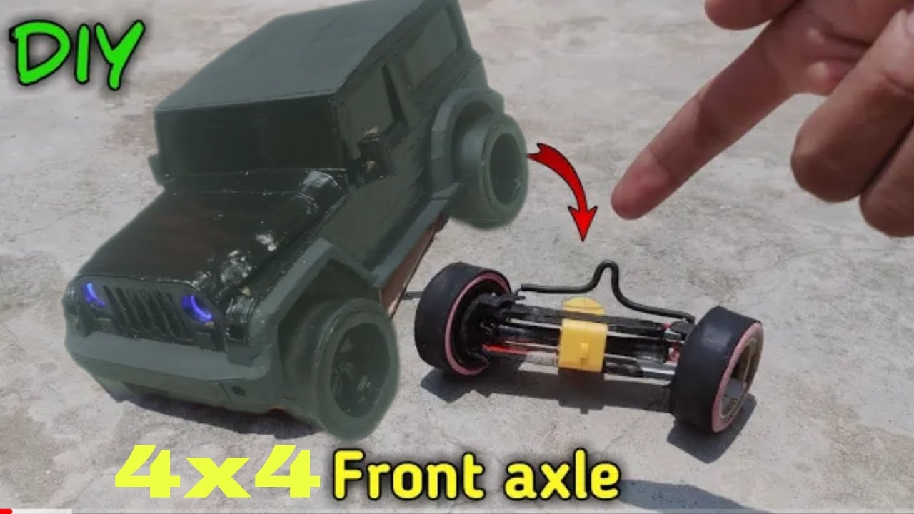 how to make rc car front axle steering working 4x4 system|| thar 4x4 ...