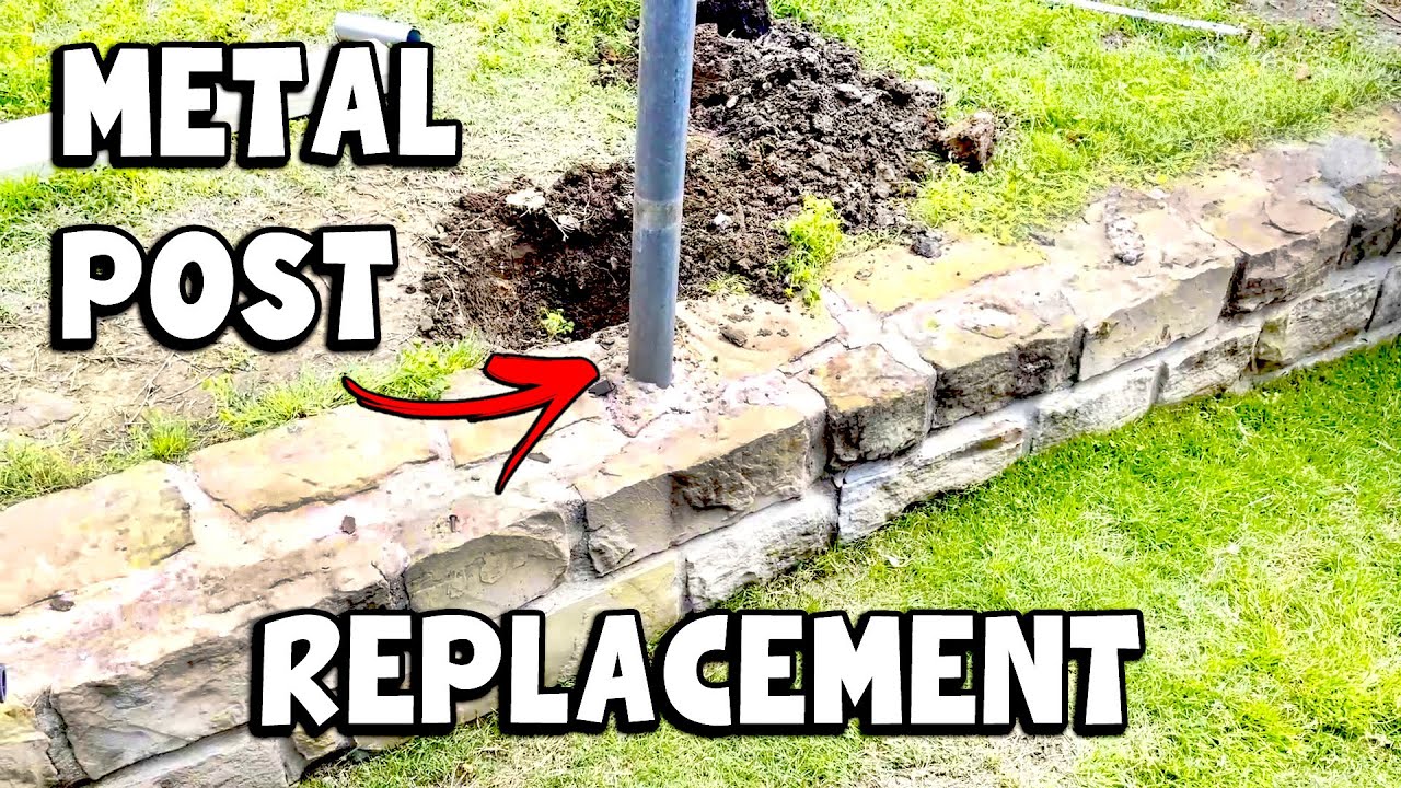 Fence Repair - How to Replace a Metal Post - YouTube