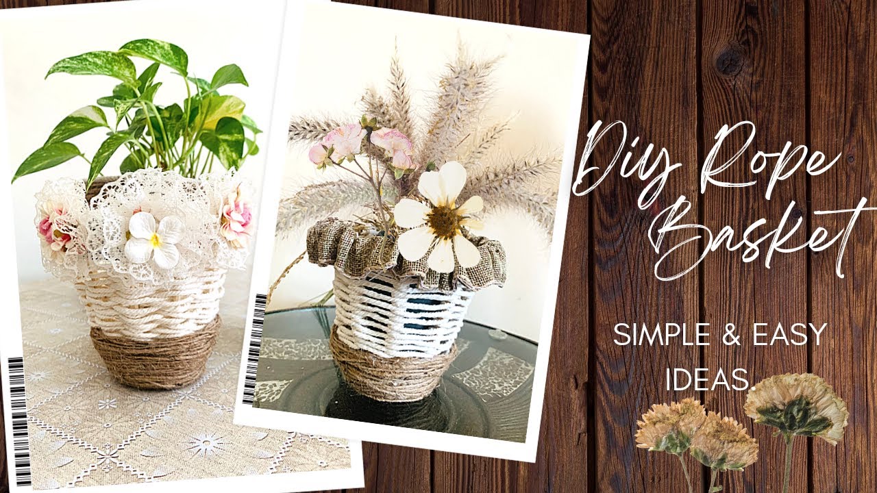Diy rope basket||Rope craft idea||room decor idea with jute/cotton rope ...