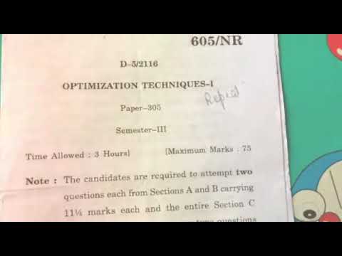 Optimization techniques 1 question paper - YouTube