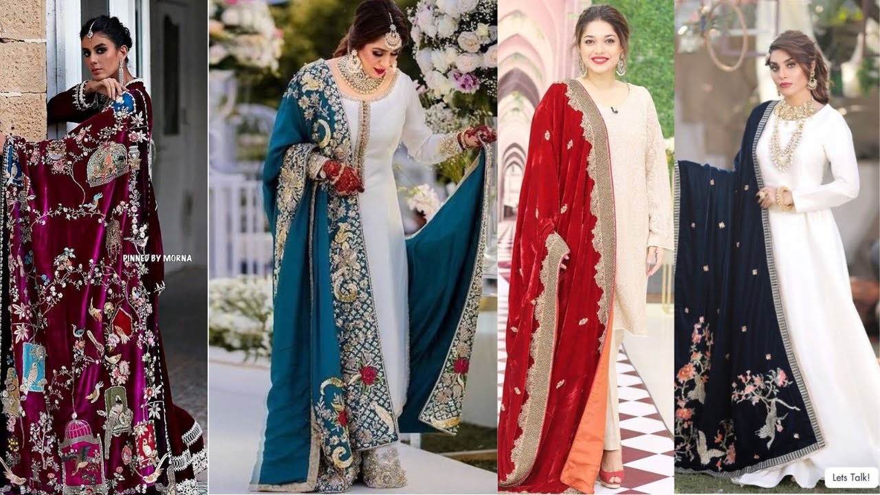 Winter Velvet Shawls / Latest Shawl designs 2023 / Winter Shawl design ...