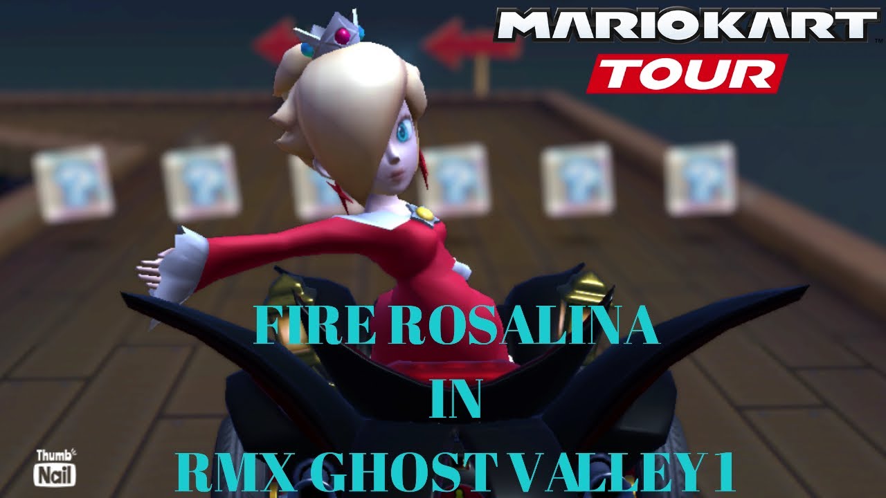 Mario Kart Tour - Fire Rosalina in RMX Ghost Valley 1 - YouTube