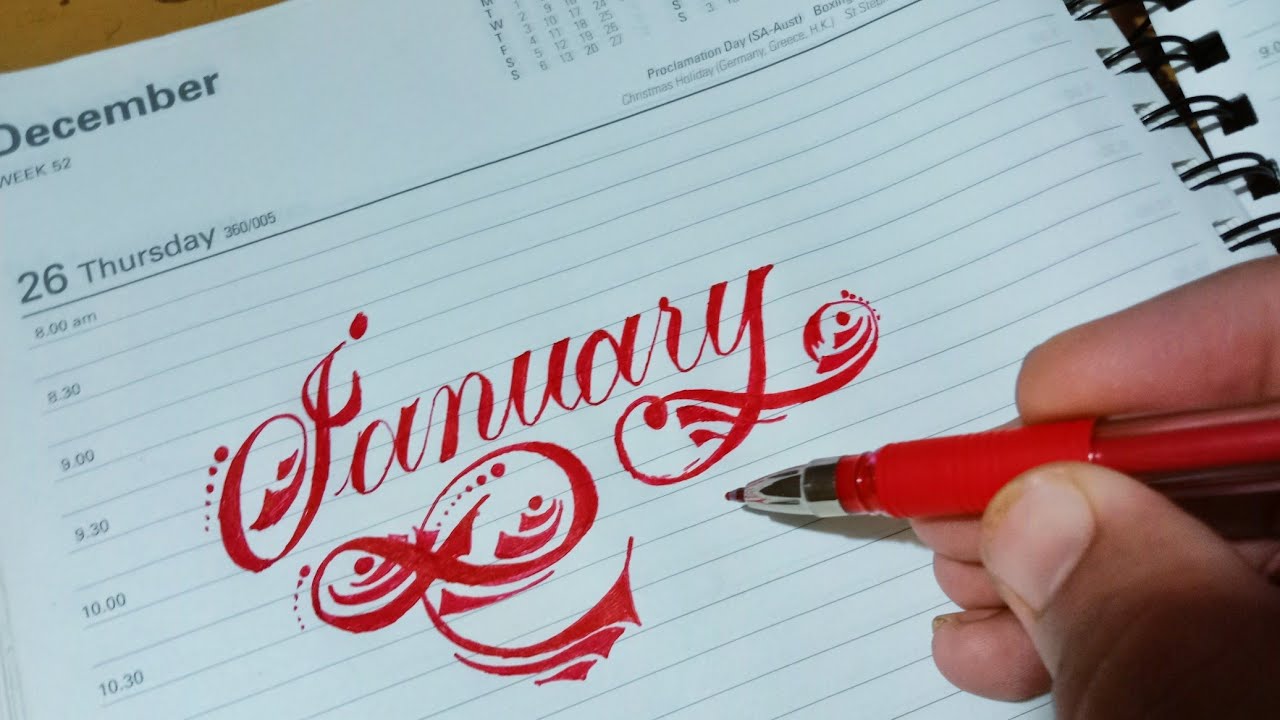 how to draw word JANUARY in Cool Way Drawing Style - YouTube