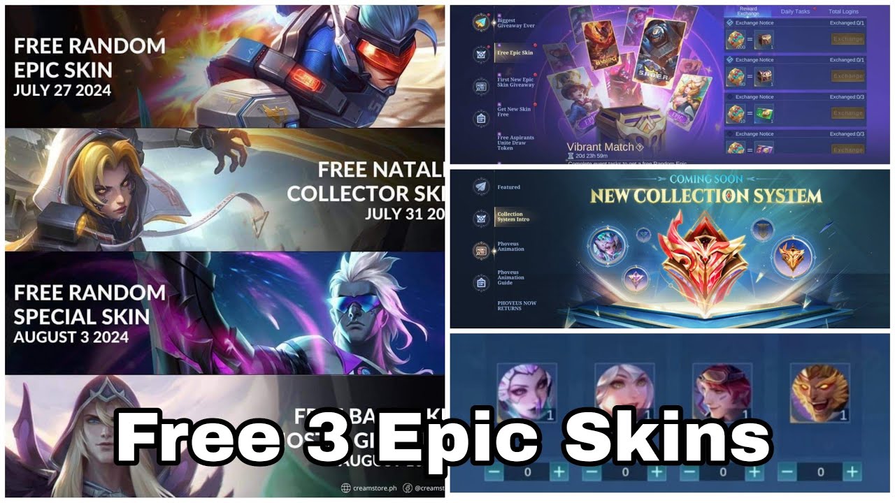 Free 3 Epic Skins and New Collection System | Mobile Legends Bang Bang ...